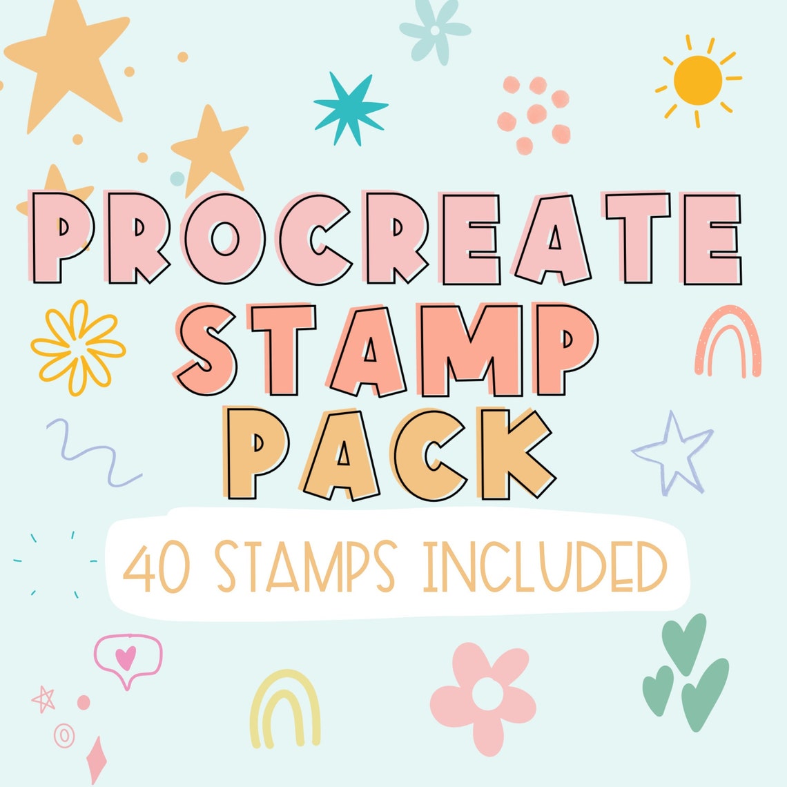 Procreate Stamp Pack Doodle Stamps for Procreate Stamp - Etsy