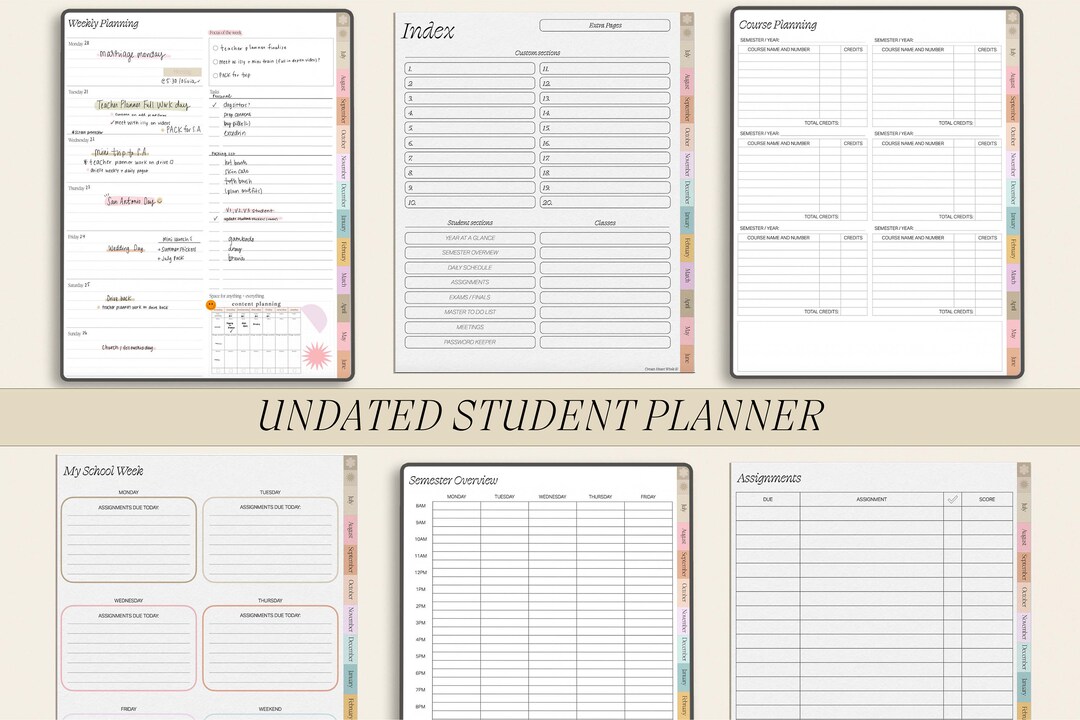 Undated Student Digital Planner Academic Planner Build - Etsy