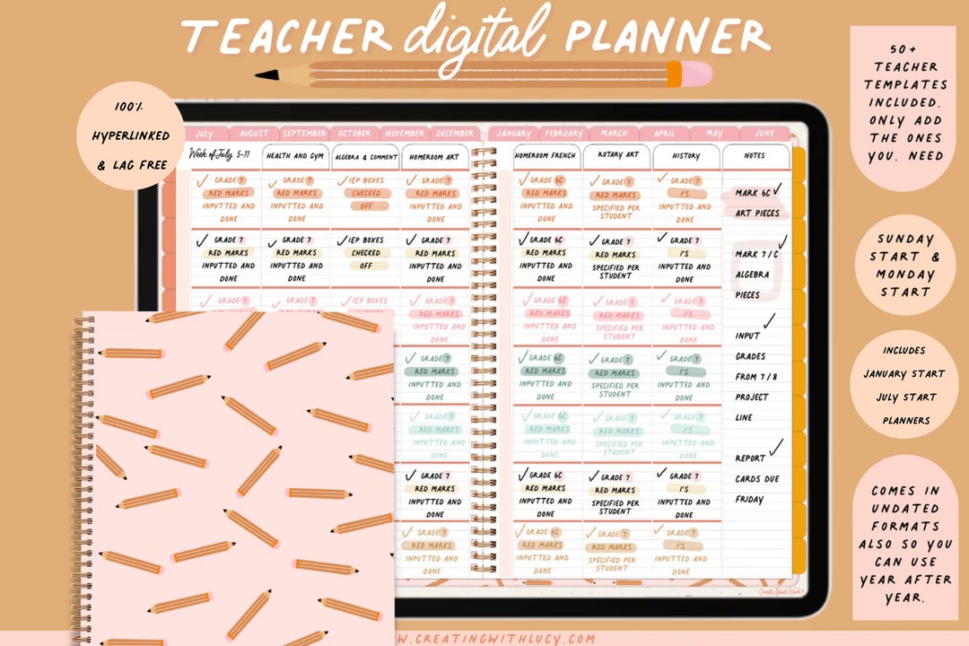 Undated Teacher Digital Planner | Goodnotes Compatible - Etsy