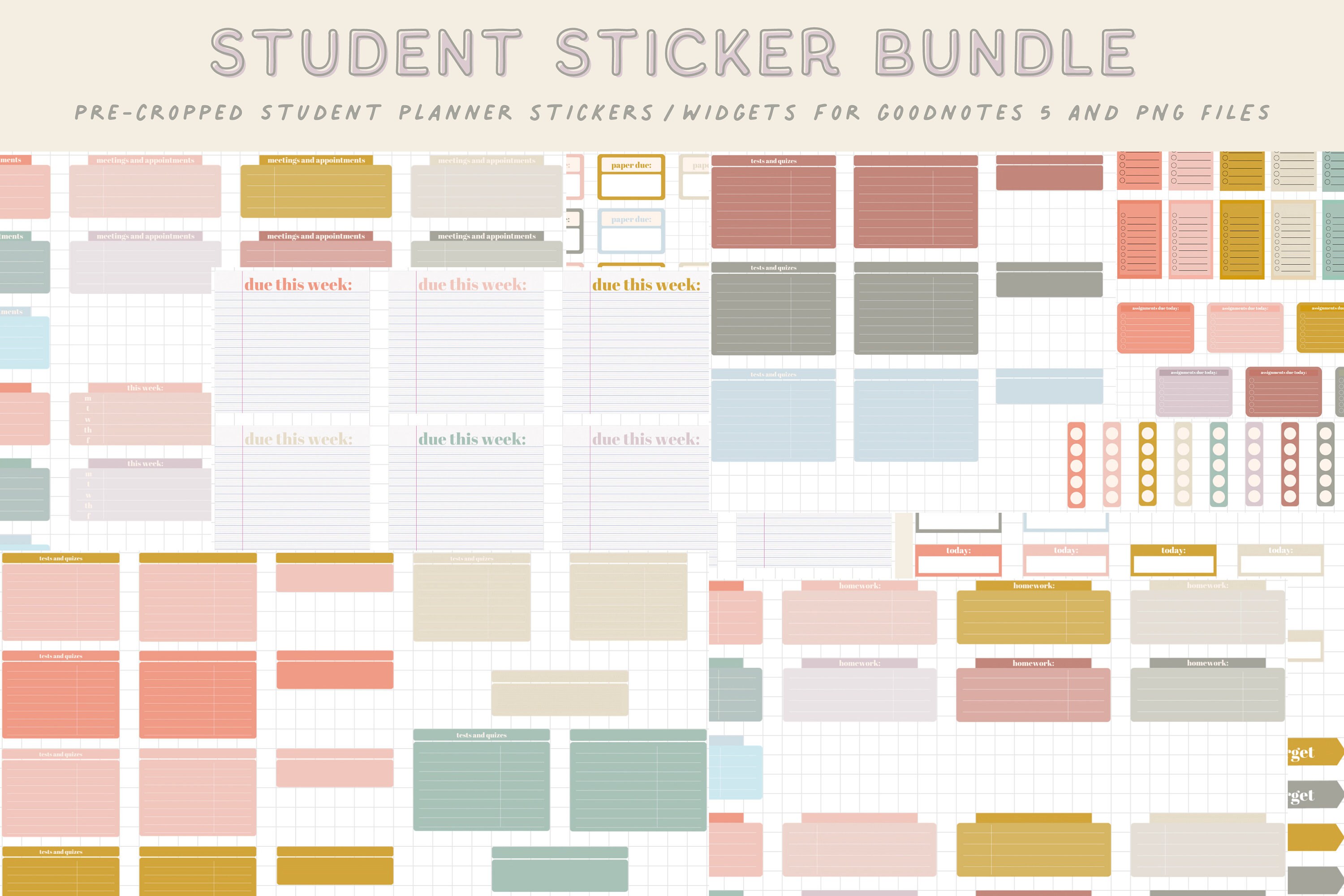 Digital Student Planner Stickers | Goodnotes, PNG (digital Download) - Etsy