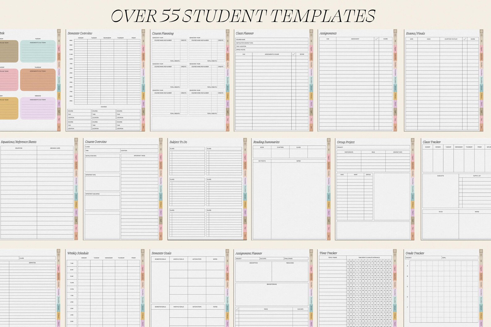 Undated Student Digital Planner Academic Planner Build - Etsy