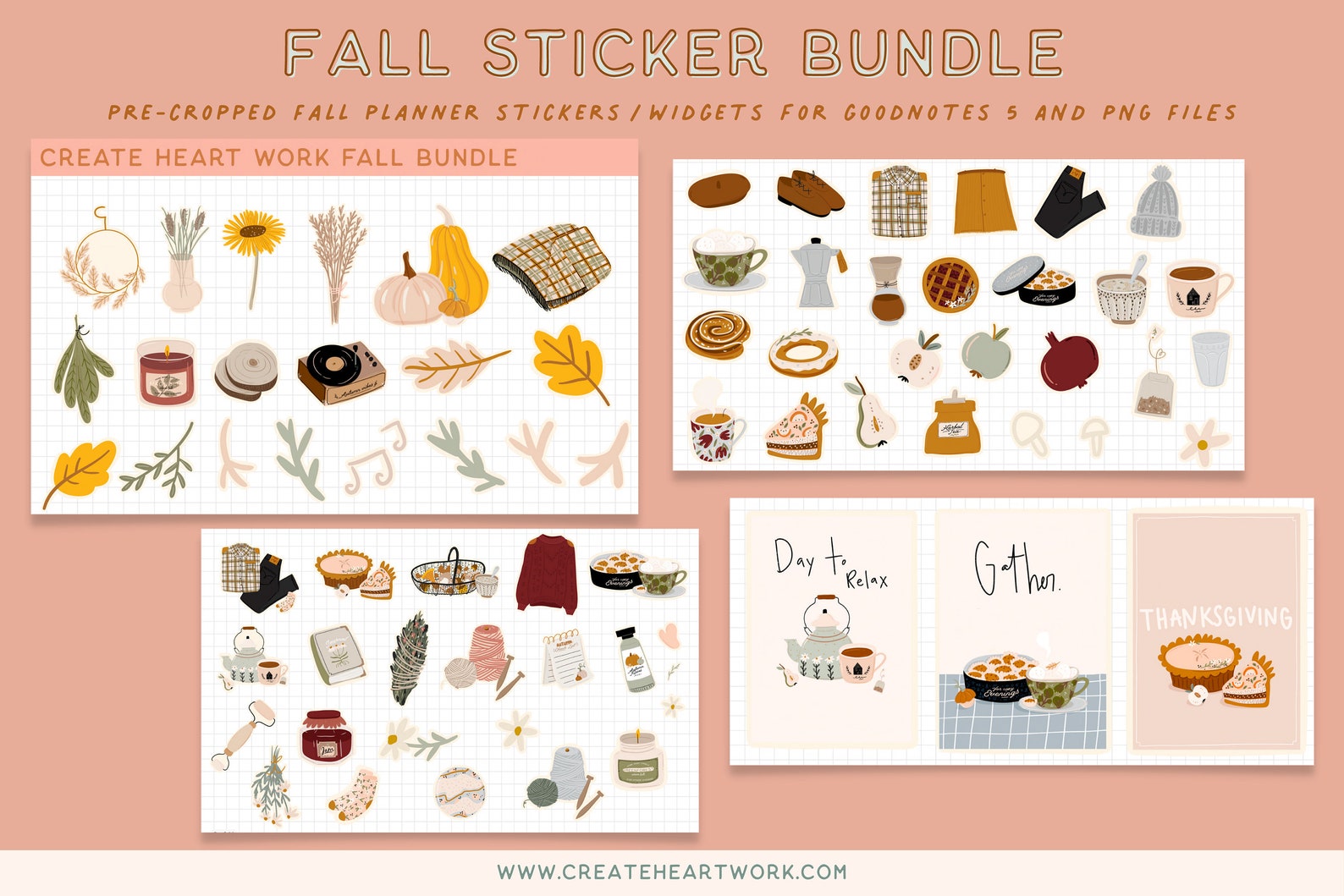 Fall Sticker Bundle for Digital Planning Digital Planner Fall Stickers ...