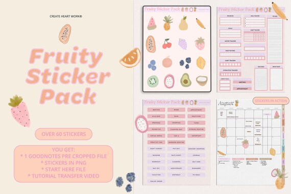Fruity Sticker Pack for Digital Planning Fruit Stickers - Etsy