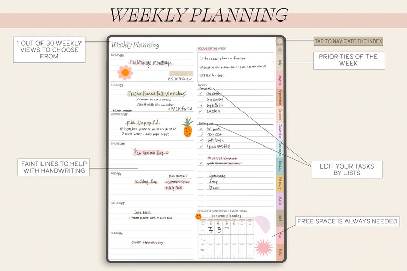 Undated Student Digital Planner Academic Planner Build - Etsy