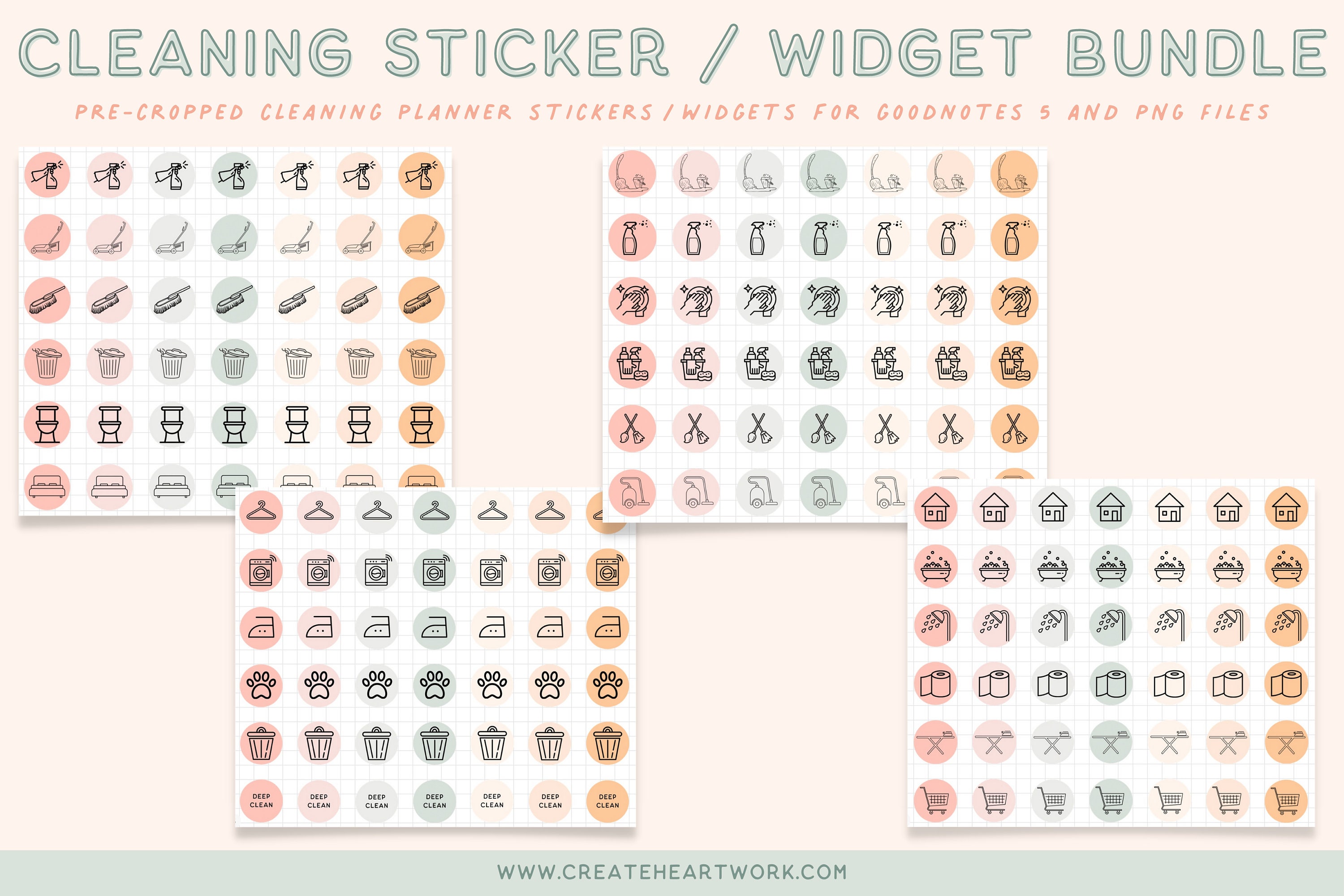 Cleaning Sticker Bundle for Digital Planning Digital Planner - Etsy