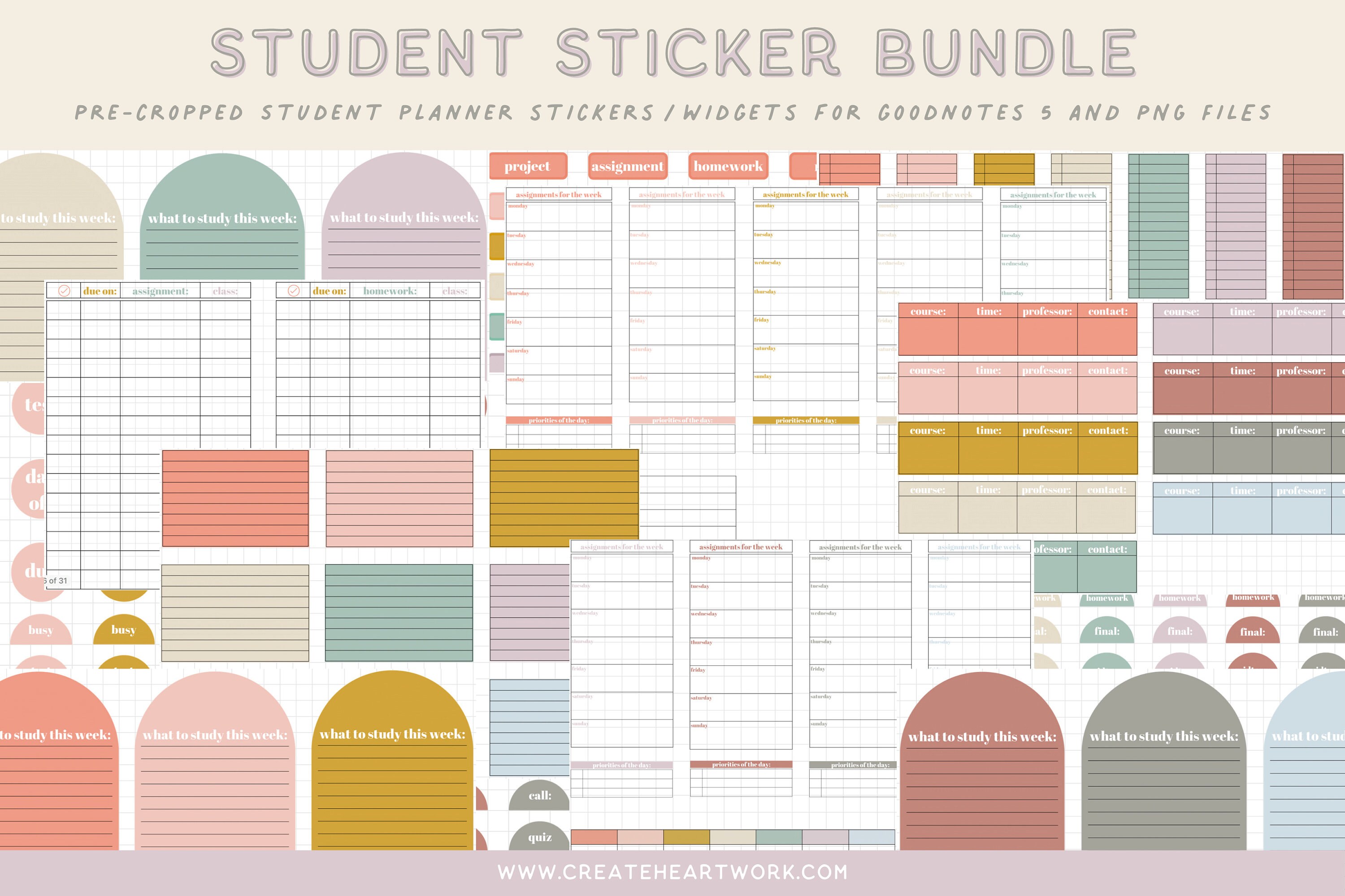 Student Sticker Bundle for Digital Planning Digital Student | Etsy