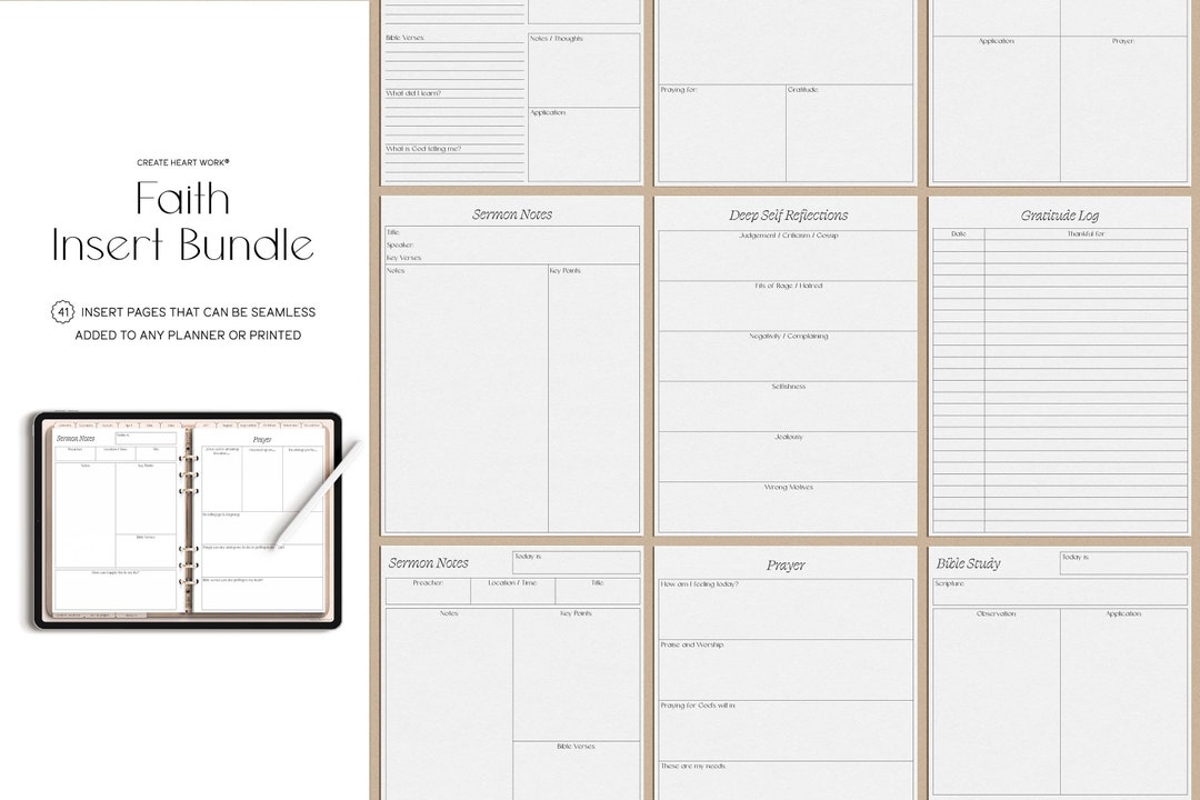 Faith Insert Bundle | Digital Planner Templates (PDF, PNG) - Etsy