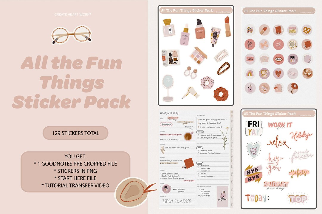 All the Fun Things Sticker Pack Feminine Stickers Goodnotes5 Stickers ...