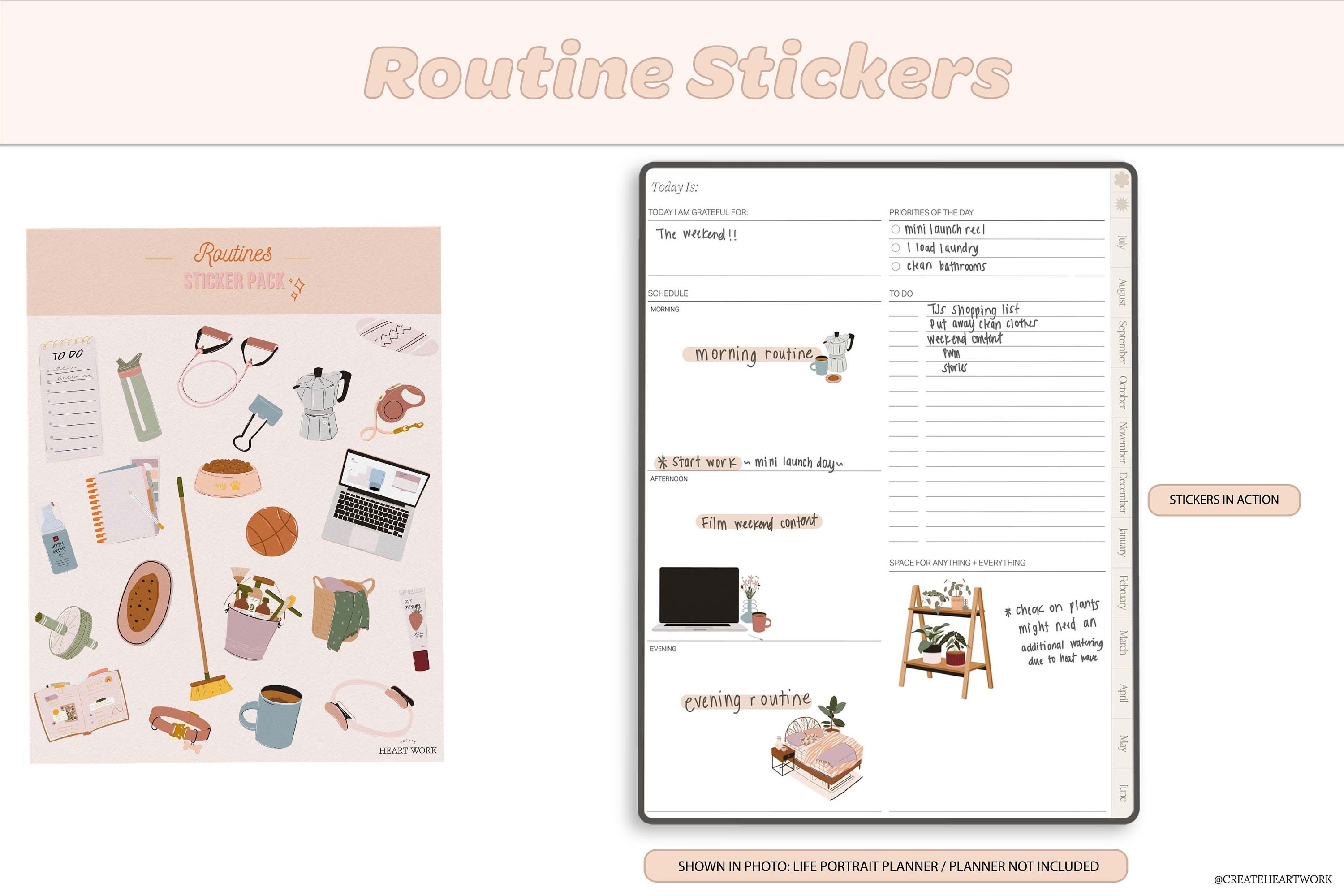 Daily Routine Sticker Pack for Digital Planning Digital - Etsy