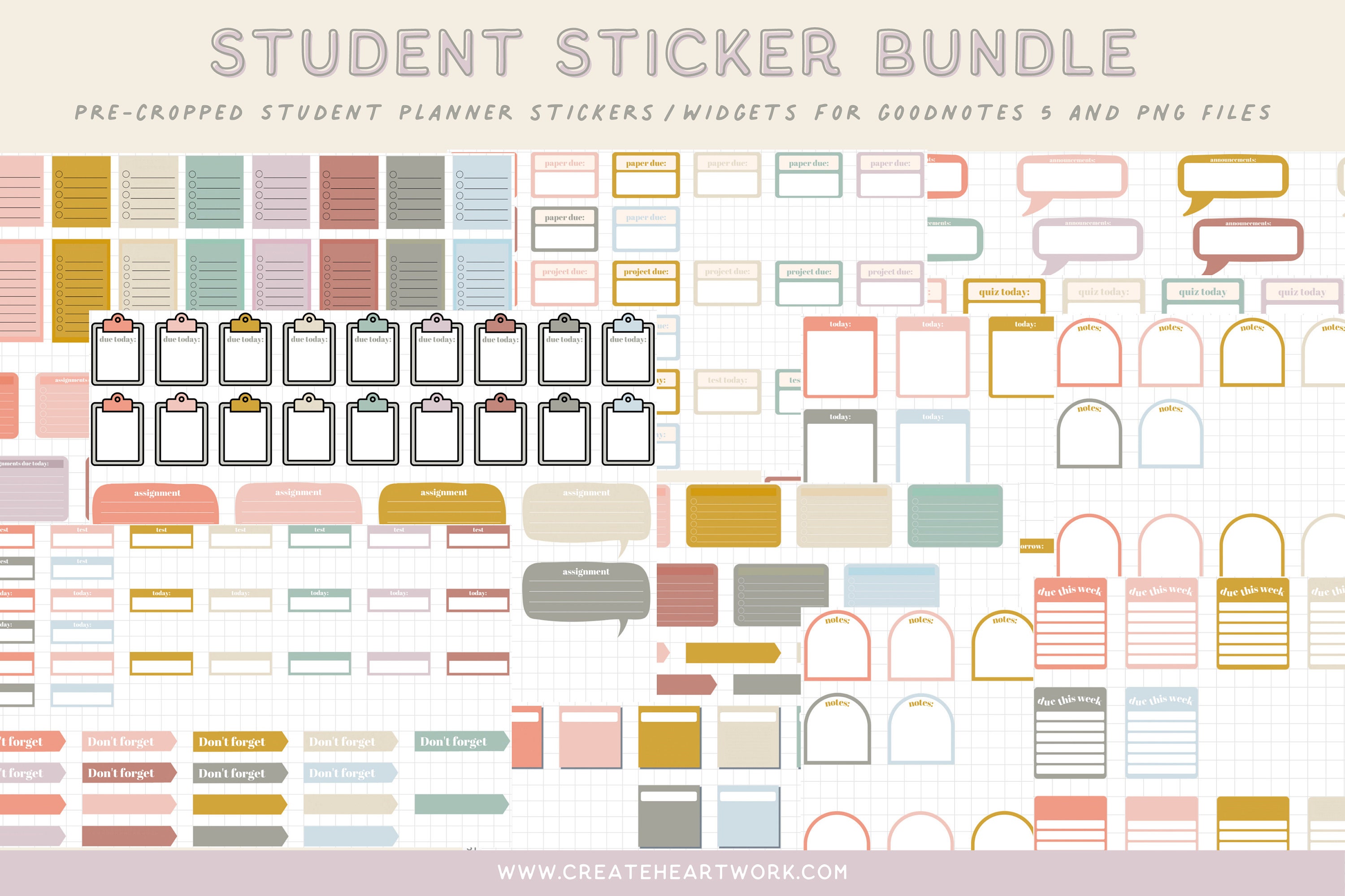 Digital Student Planner Stickers | Goodnotes, PNG (digital Download) - Etsy