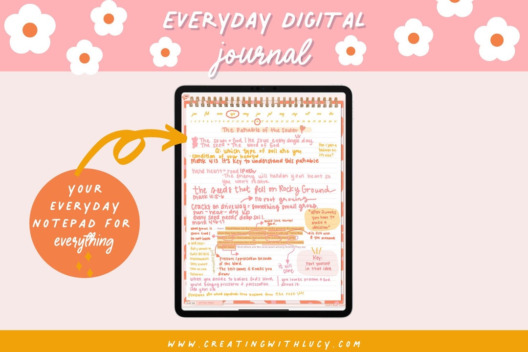 Everyday Spring Pad Digital Journal for Goodnotes Fun Digital Notebook ...