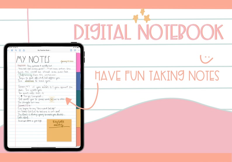 Digital Notebook 5 Subject Digital Pages Ipad Journal - Etsy
