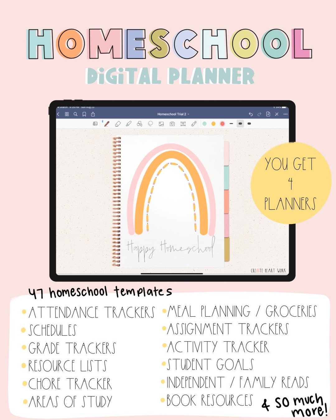 Undated Digital Homeschool Planner | iPad Homeschool Planner ...