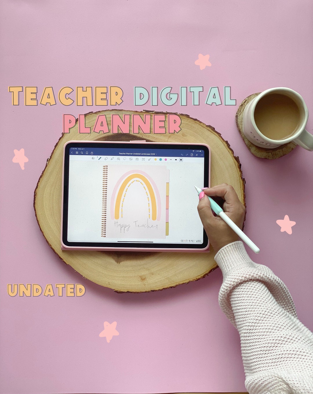 Undated Teacher Digital Planner | Landscape, Goodnotes, Notability ...