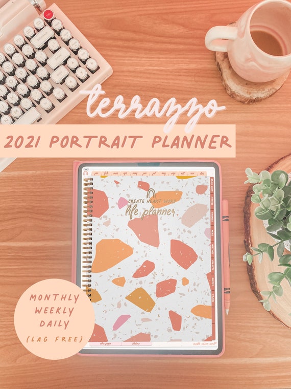 Undated Portrait Digital Planner Natural Terrazzo Digital - Etsy