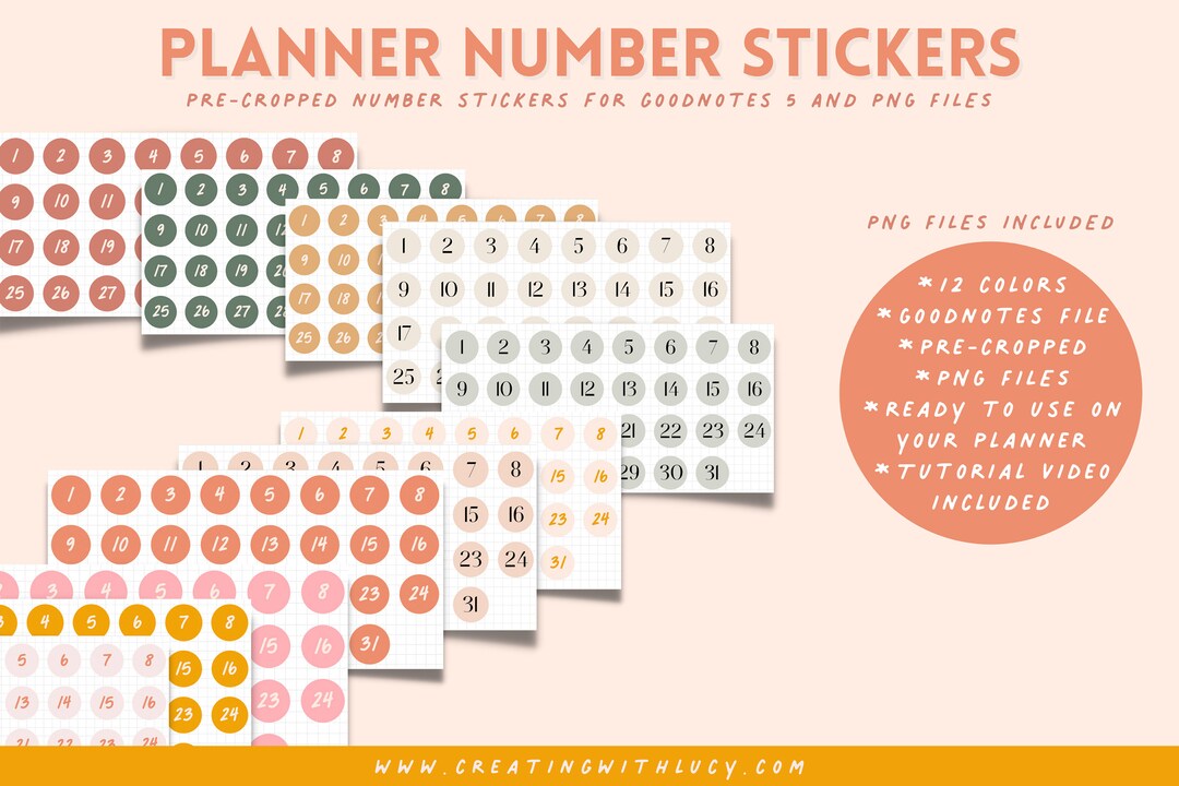 Number Stickers for Digital Planning Digital Planner Number - Etsy