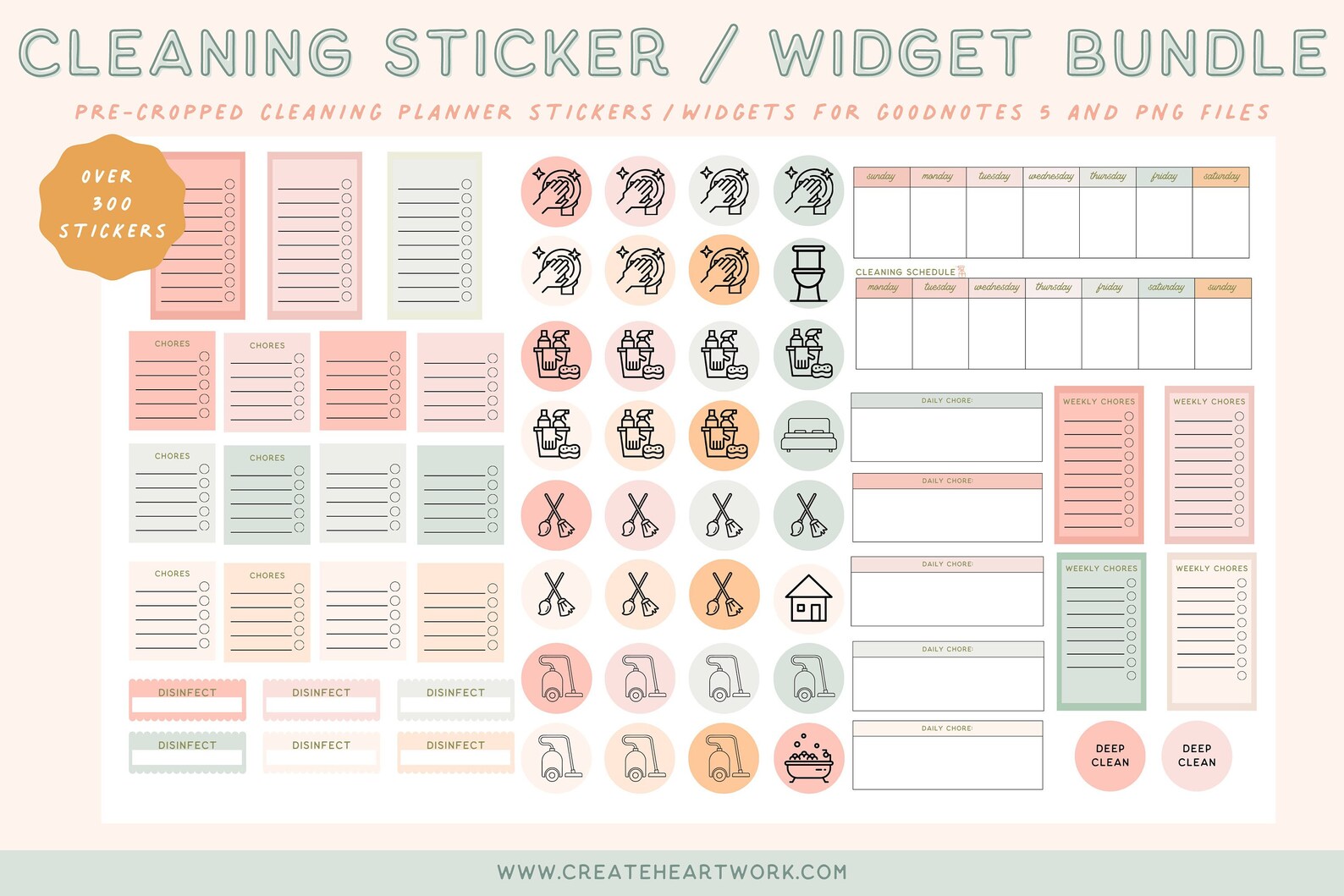 Cleaning Sticker Bundle for Digital Planning Digital Planner - Etsy