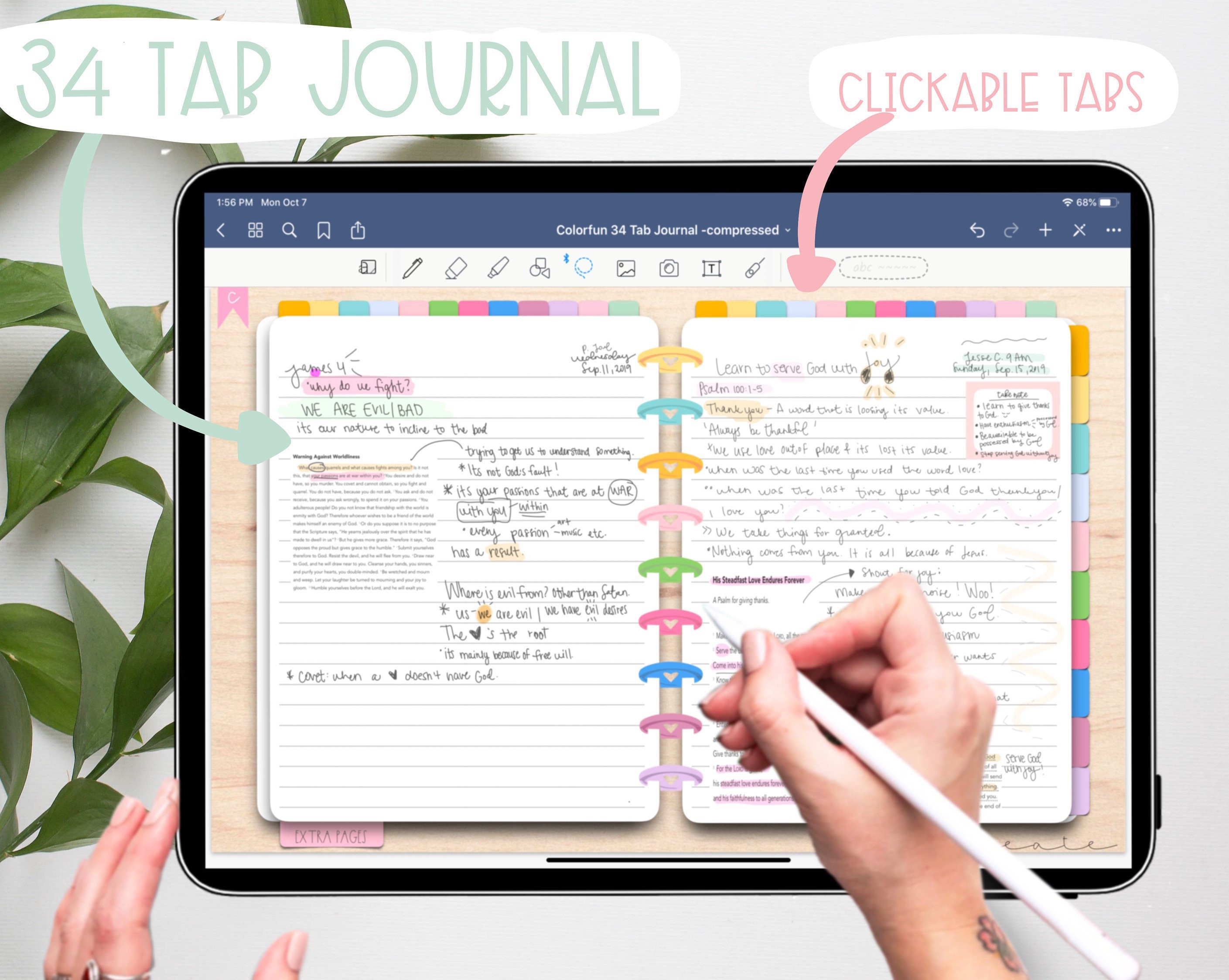 34 Subject Digital Notebook For GoodnotesDigital Notebook For Etsy