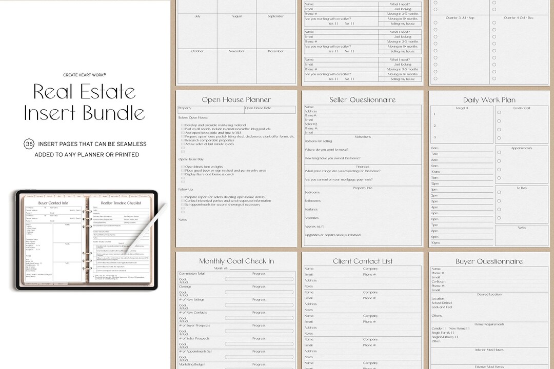 Real Estate Inserts for Digital Planning | Real Estate Planner | Real ...