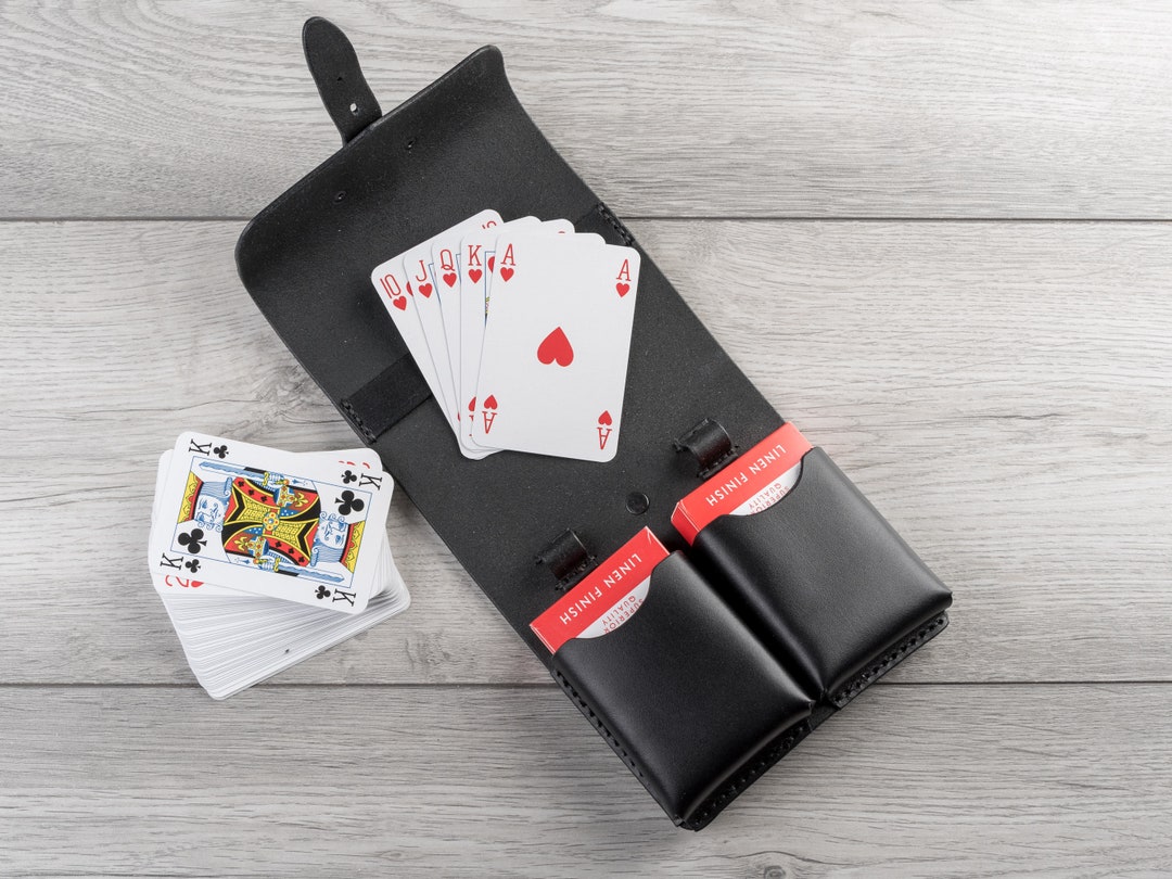 Personalised Leather Double Deck Playing Card Case, Double Playing Card ...