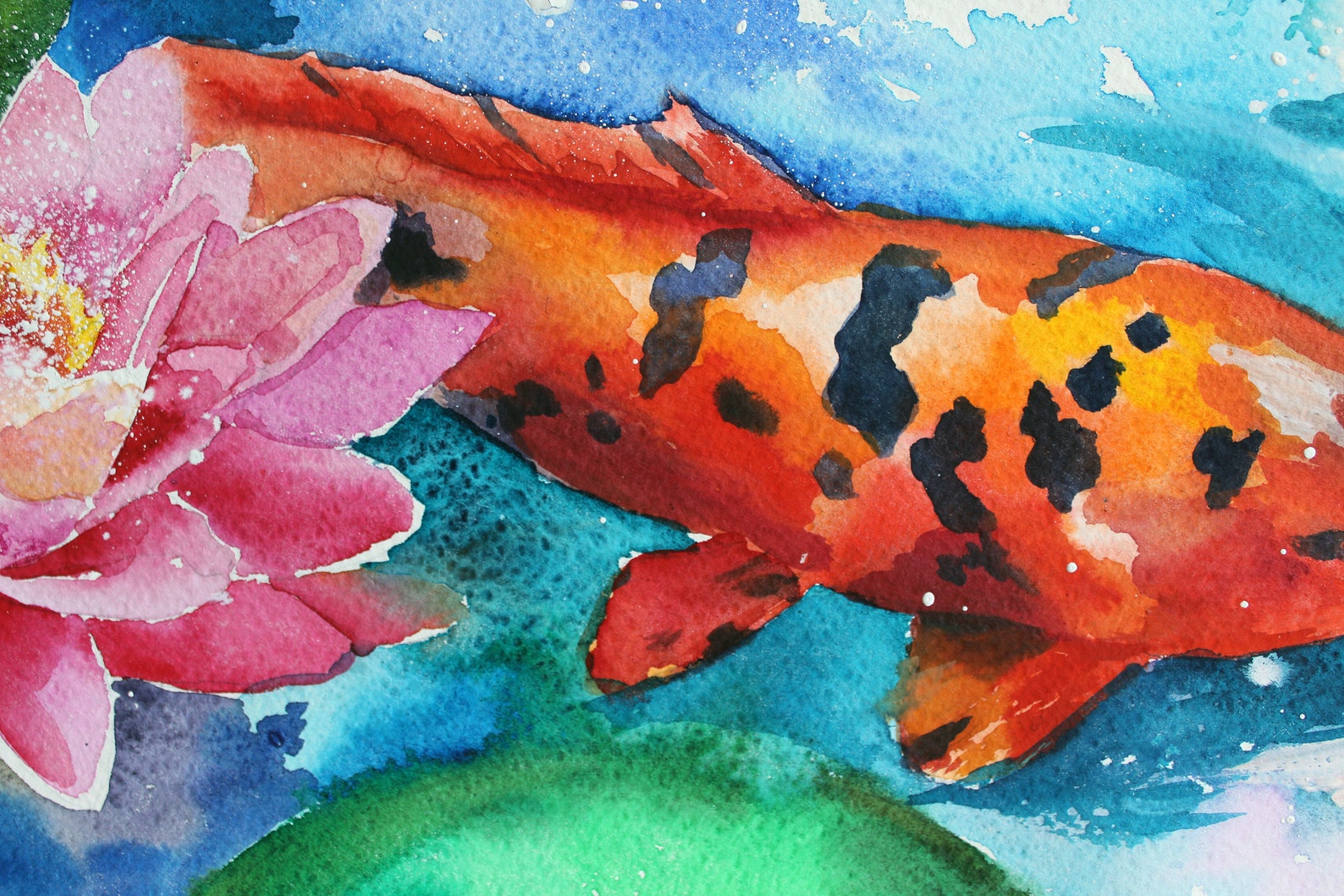 Fish Koi watercolor painting Japanese Carp original watercolor | Etsy