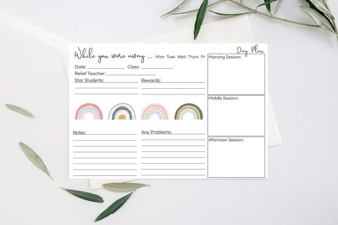 Relief Teacher Day Feedback Substitute Teacher Feedback - Etsy Australia