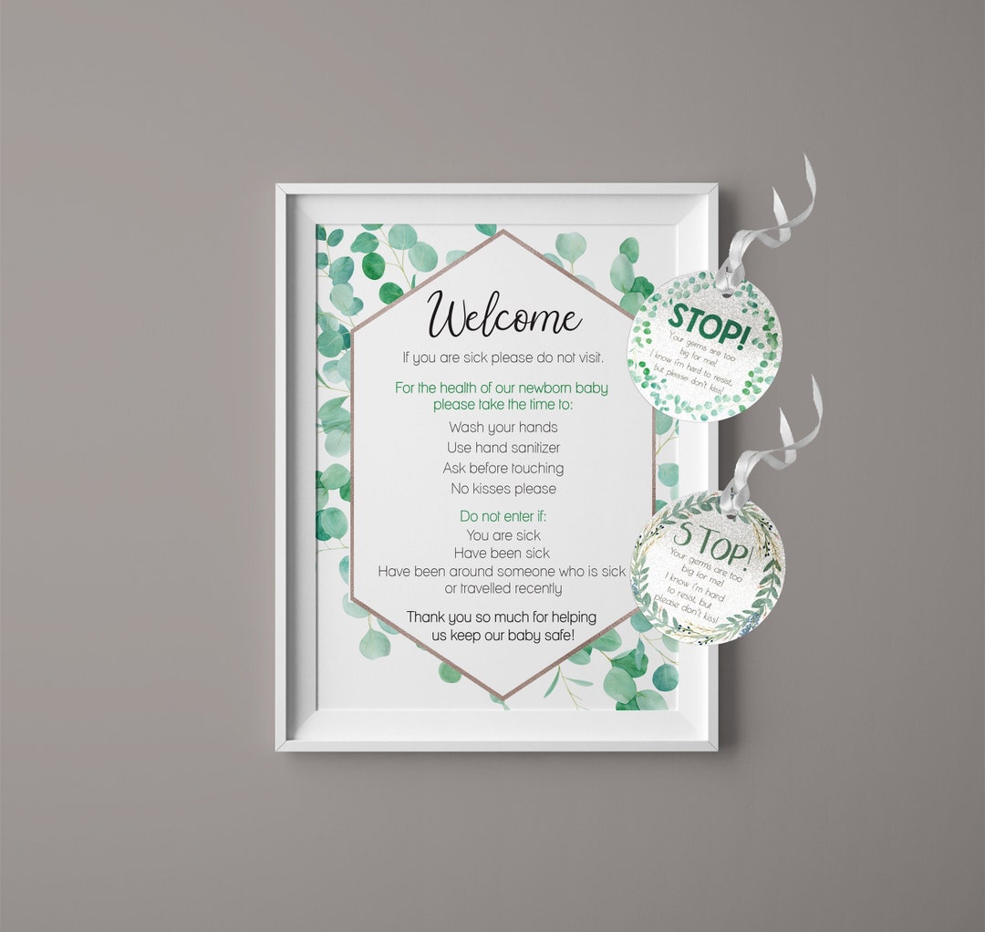 Eucalyptus Newborn Visiting Rules Sign and Pram Sign Bundle - Etsy