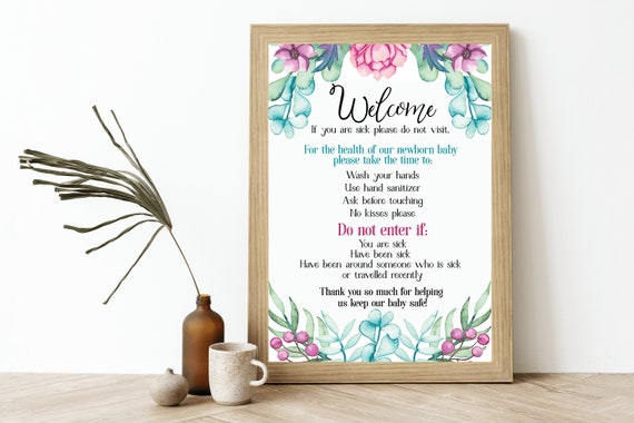Paper & Party Supplies newborn germ stopper sign rules for visiting ...