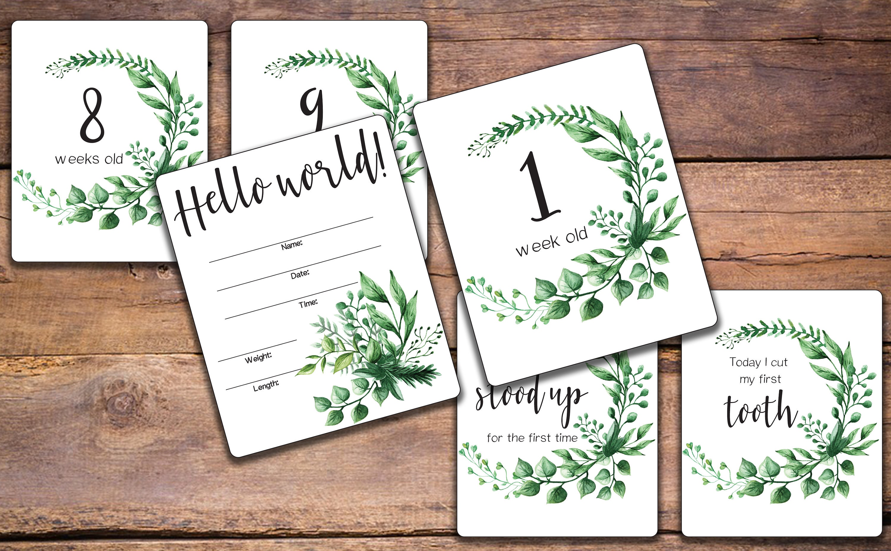 Baby Milestone Card Set Green Baby Milestone Card Set | Etsy