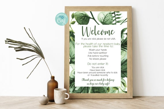 Tropical Newborn Visiting Rules Sign Rules for Visiting | Etsy