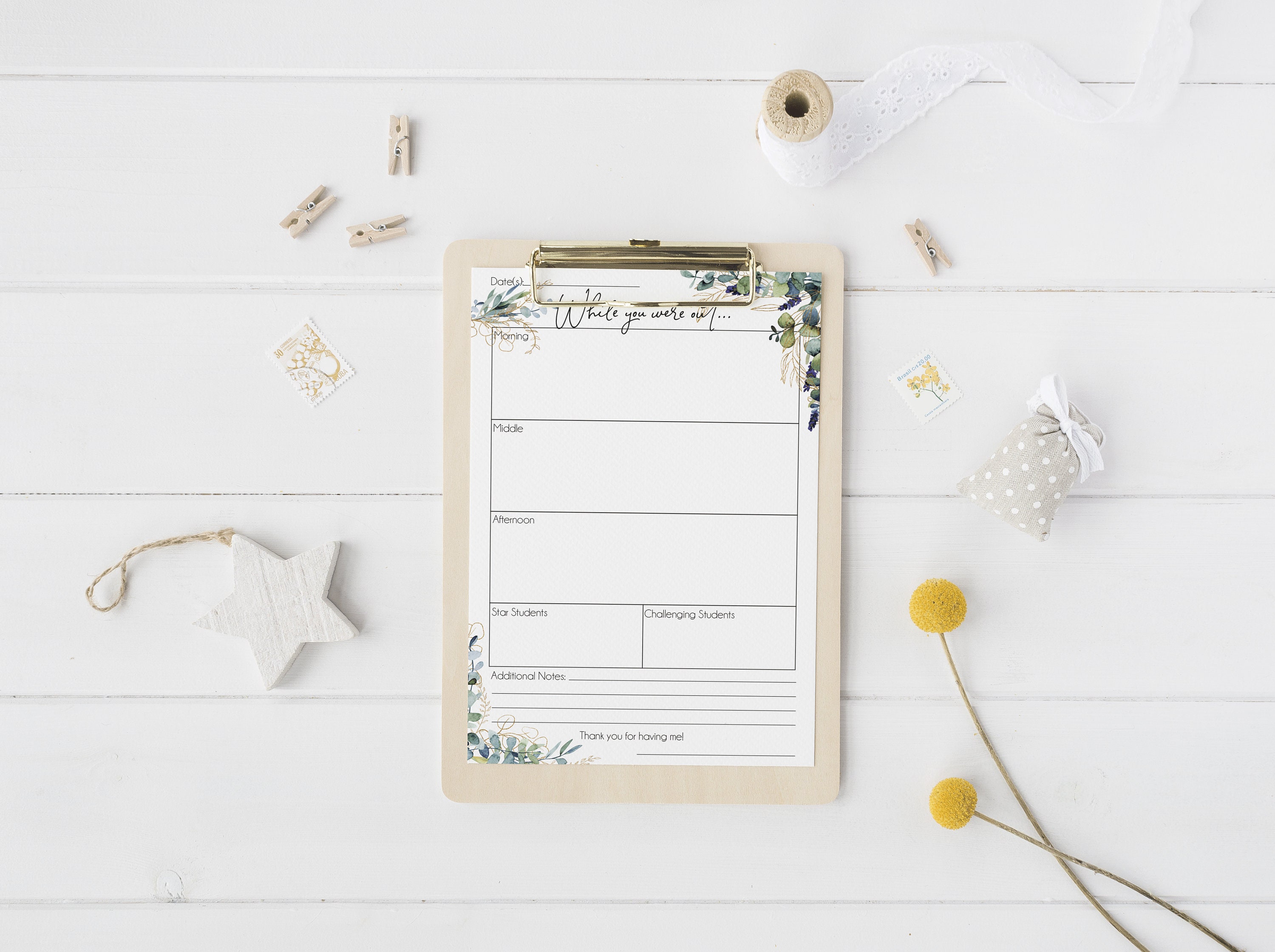 Eucalyptus Relief Teacher Day Feedback, Substitute Teacher Feedback ...