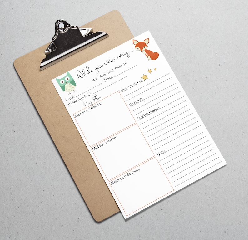 Relief Teacher Day Feedback, Substitute Teacher Feedback, Casual ...