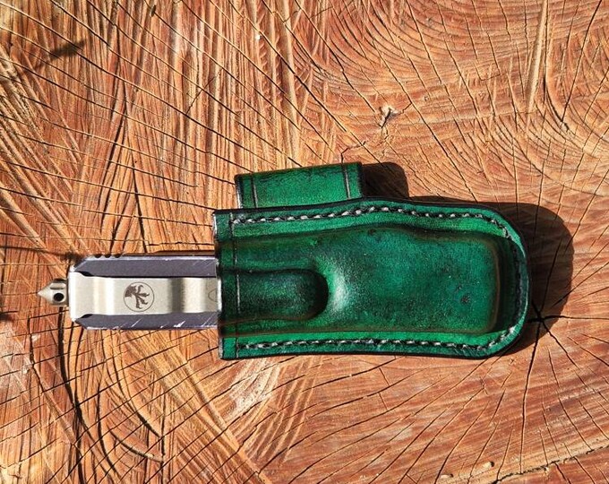 Microtech Ultratech Green Leather Crossdraw Horizontal Carry Sheath ...