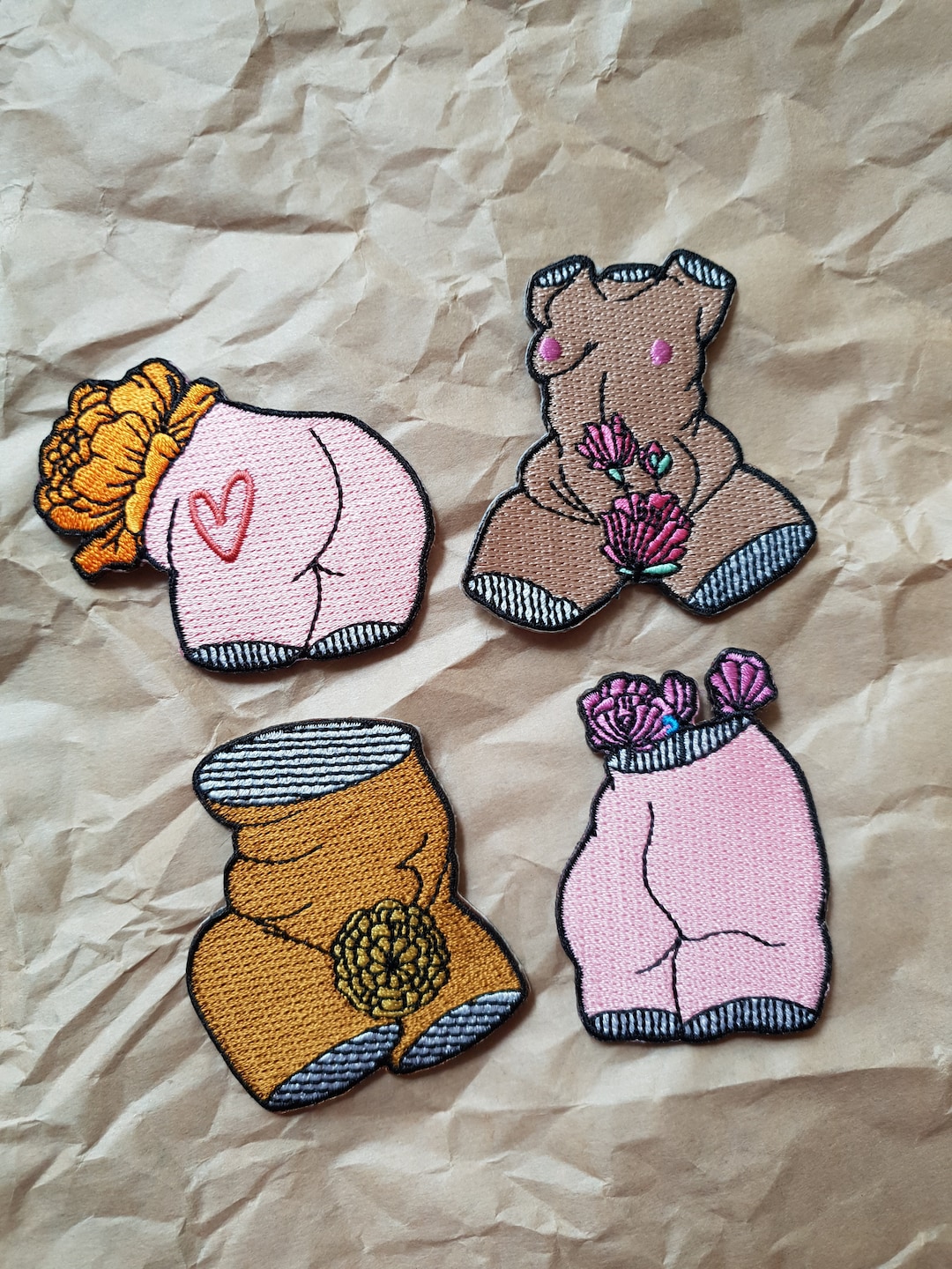 Bums & Roses - Embroidered Patch Set - Etsy