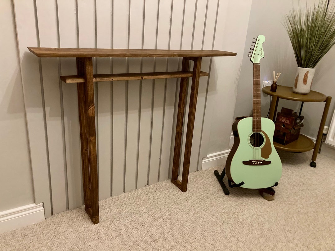 Modern Minimalistic Narrow Console Table With Shelf. Walnut. Stylish ...