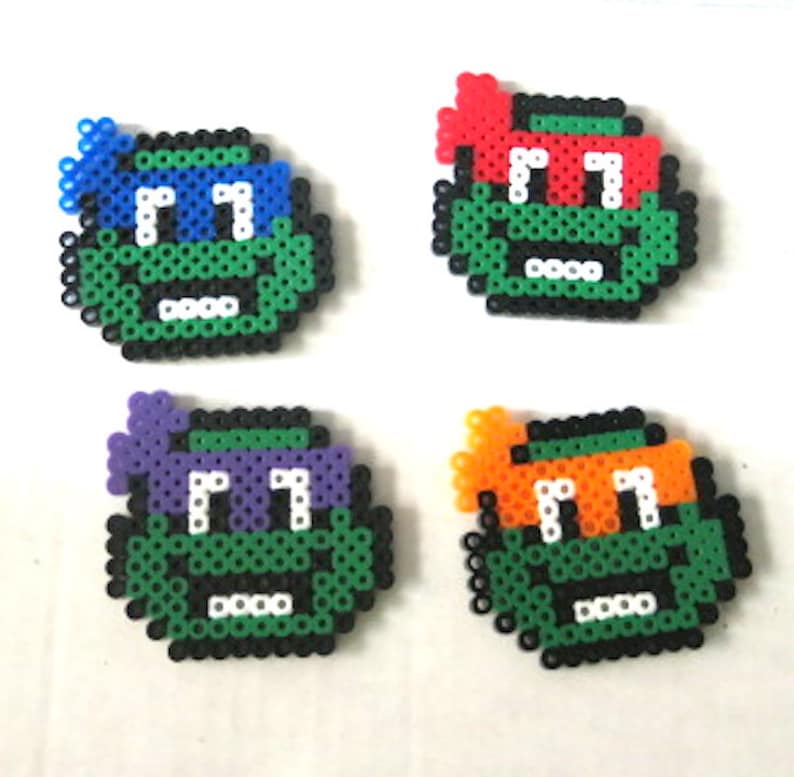 Perler Beads Set of 4 Ninja Turtles Keychains or Magnets - Etsy