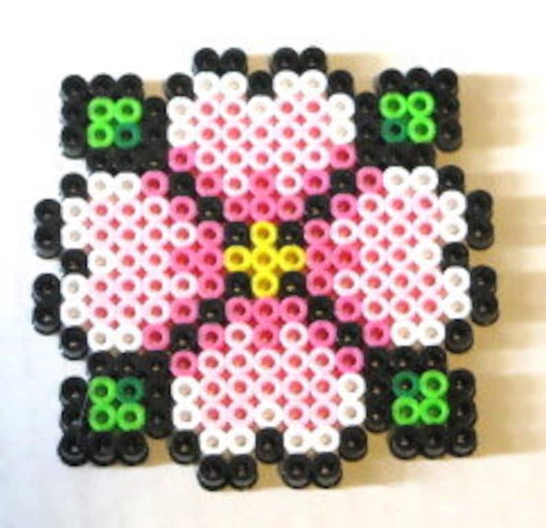 Perler Beads Flower Coaster Magnet or Keychain - Etsy