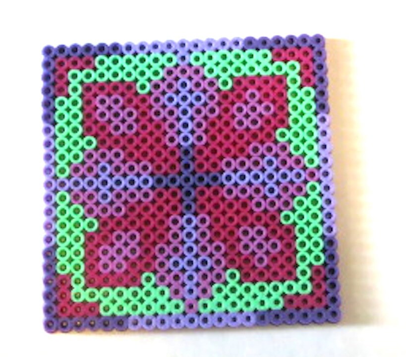 Perler Beads Set of 6 Floral Geo Coasters - Etsy