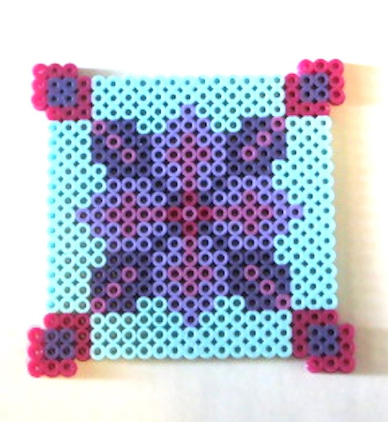 Perler Beads Set of 6 Floral Geo Coasters - Etsy