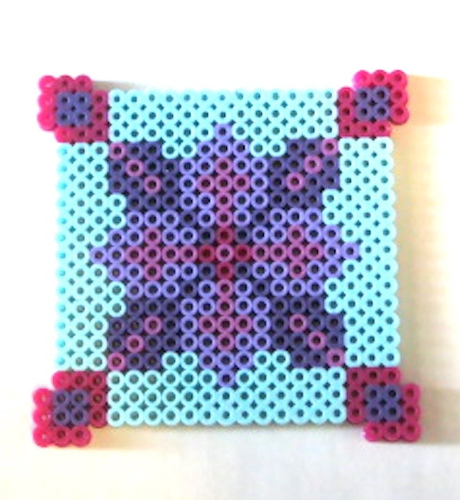 Perler Beads Set of 6 Floral Geo Coasters - Etsy