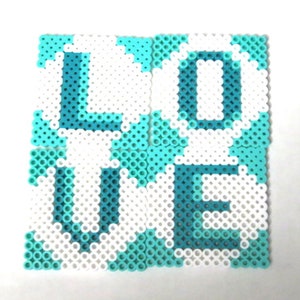 Perler Beads Set of 4 Love Coasters - Etsy