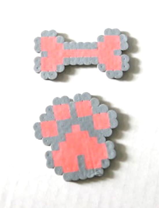 Perler Beads Paw Print or Dog Bone Magnet or Keychain - Etsy