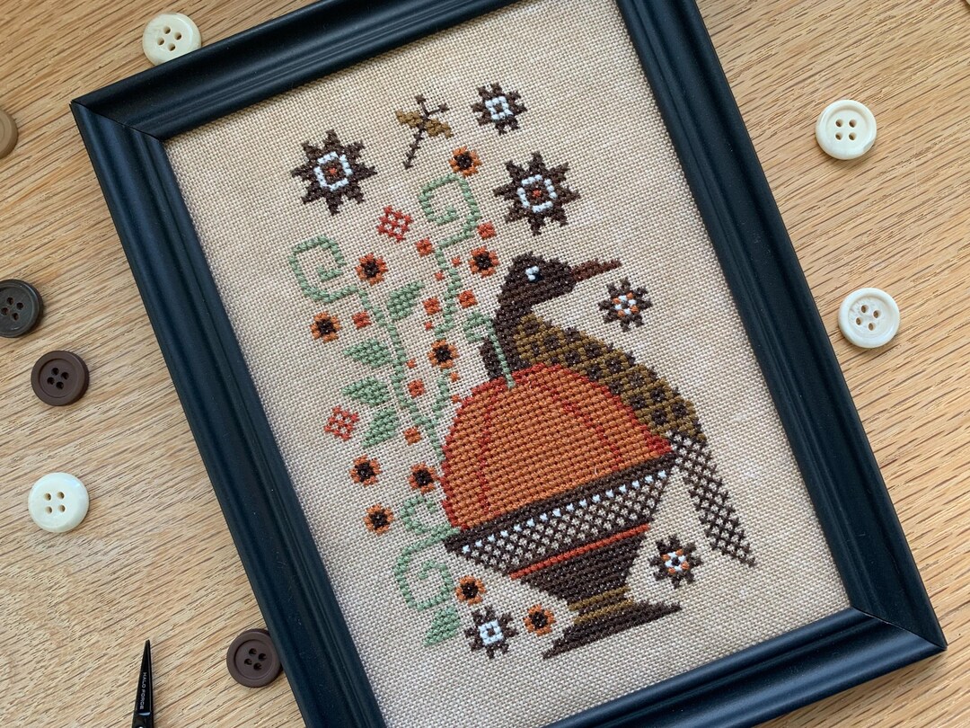 Stitches by Ethel - Vintage Bird - Autumn Cross Stitch - Etsy