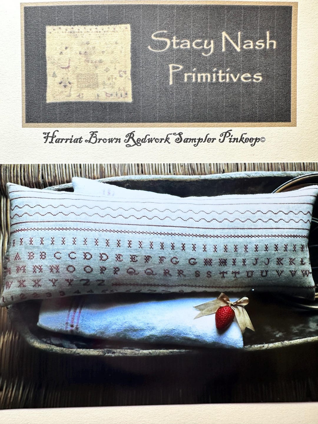 Stacy Nash Primitives Harriat Brown Redwork Sampler Pinkeep - Etsy