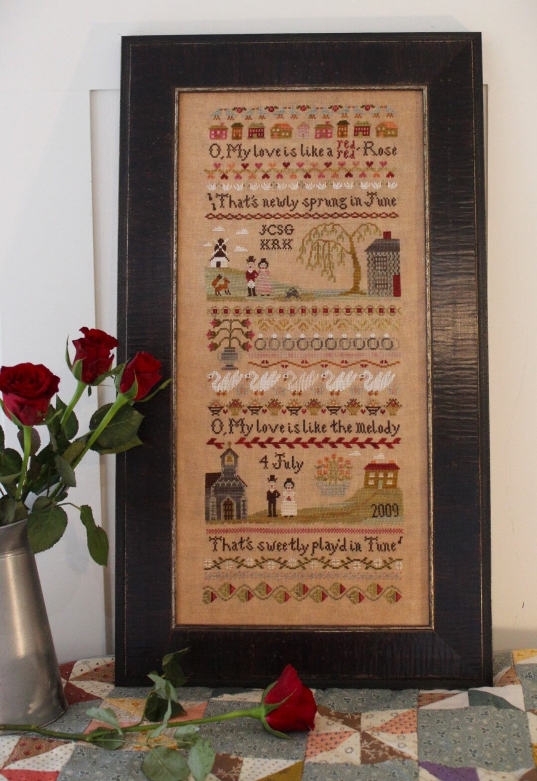 Cosford Rise Stitchery - Red, Red Rose Sampler - Etsy