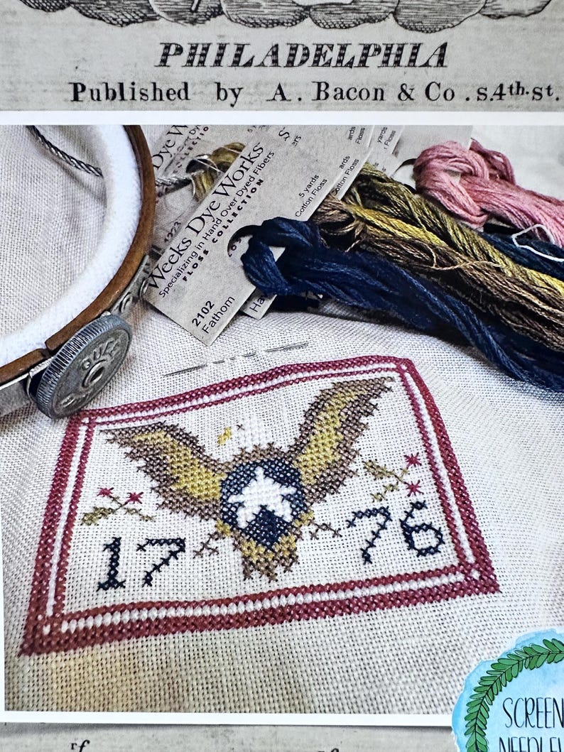 Screen Door Needleworks 1776 Liberty Stitching Box Pinkeep - Etsy