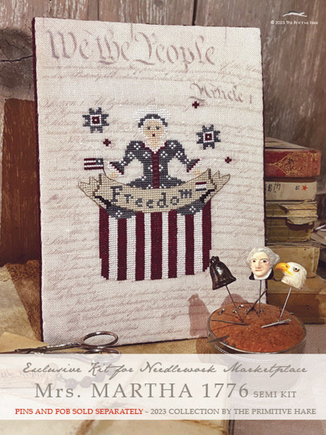 The Primitive Hare - Mrs Martha 1776 - Semi Kit - Fabric, Pins and Fob ...