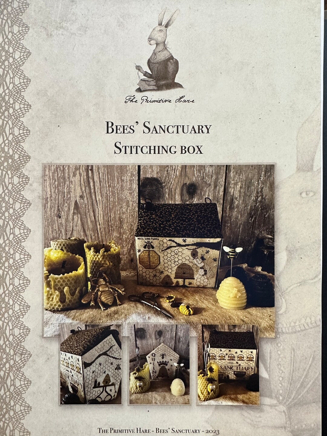 The Primitive Hare - Bee's Sanctuary Stitching Box Chart With Pin and Scissor Fob Collection - Etsy