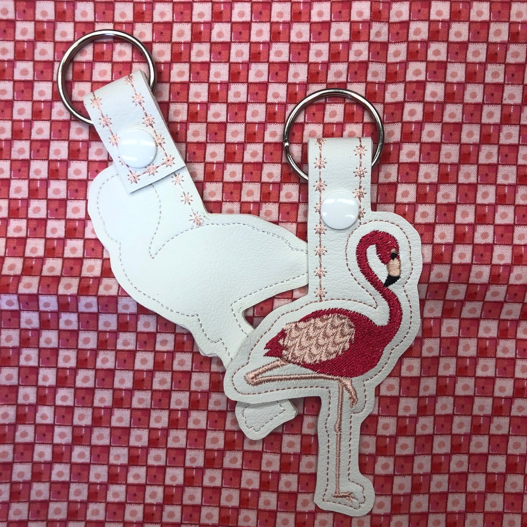 Flamingo Snap Tab Keyfob, Pink Flamingo Keychain, Beachy Key Chain ...