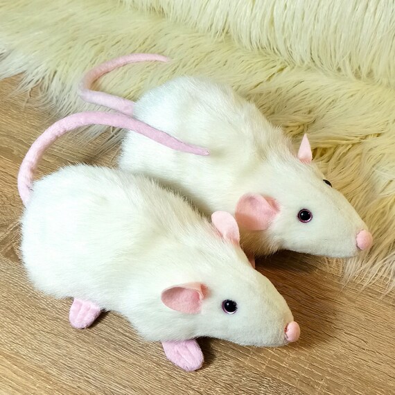 Albino White Rat Plush Fur Toy Cute Gift - Etsy